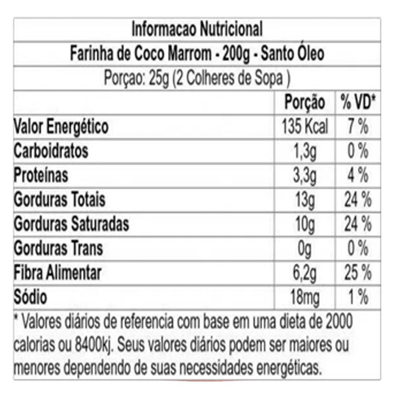 Farinha de Coco Marrom 200g – Santo Óleo – Produtos Naturais e Suplementos